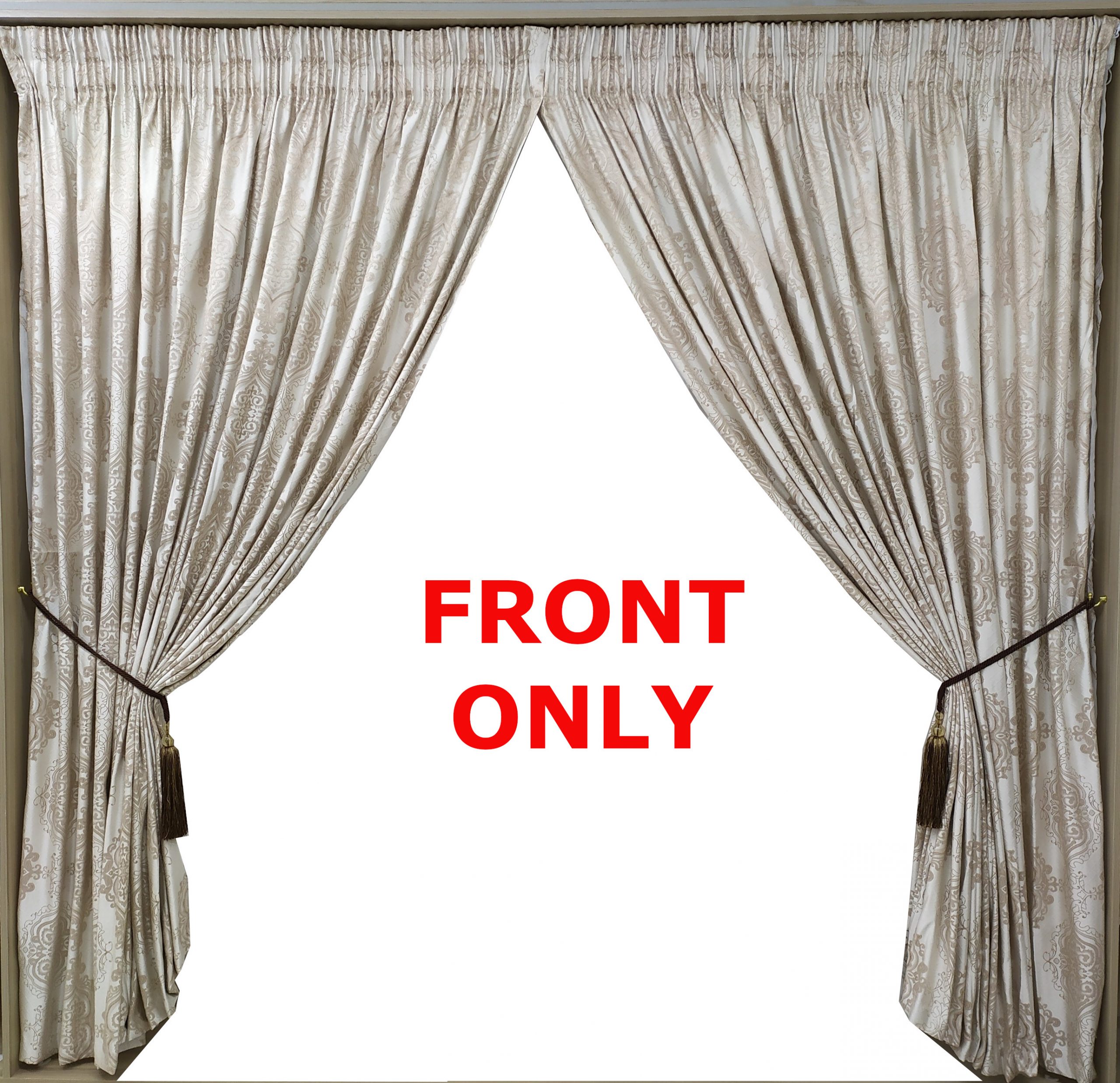 Crinkle Fawn Woven Curtain (Front Only) - Voil Centre