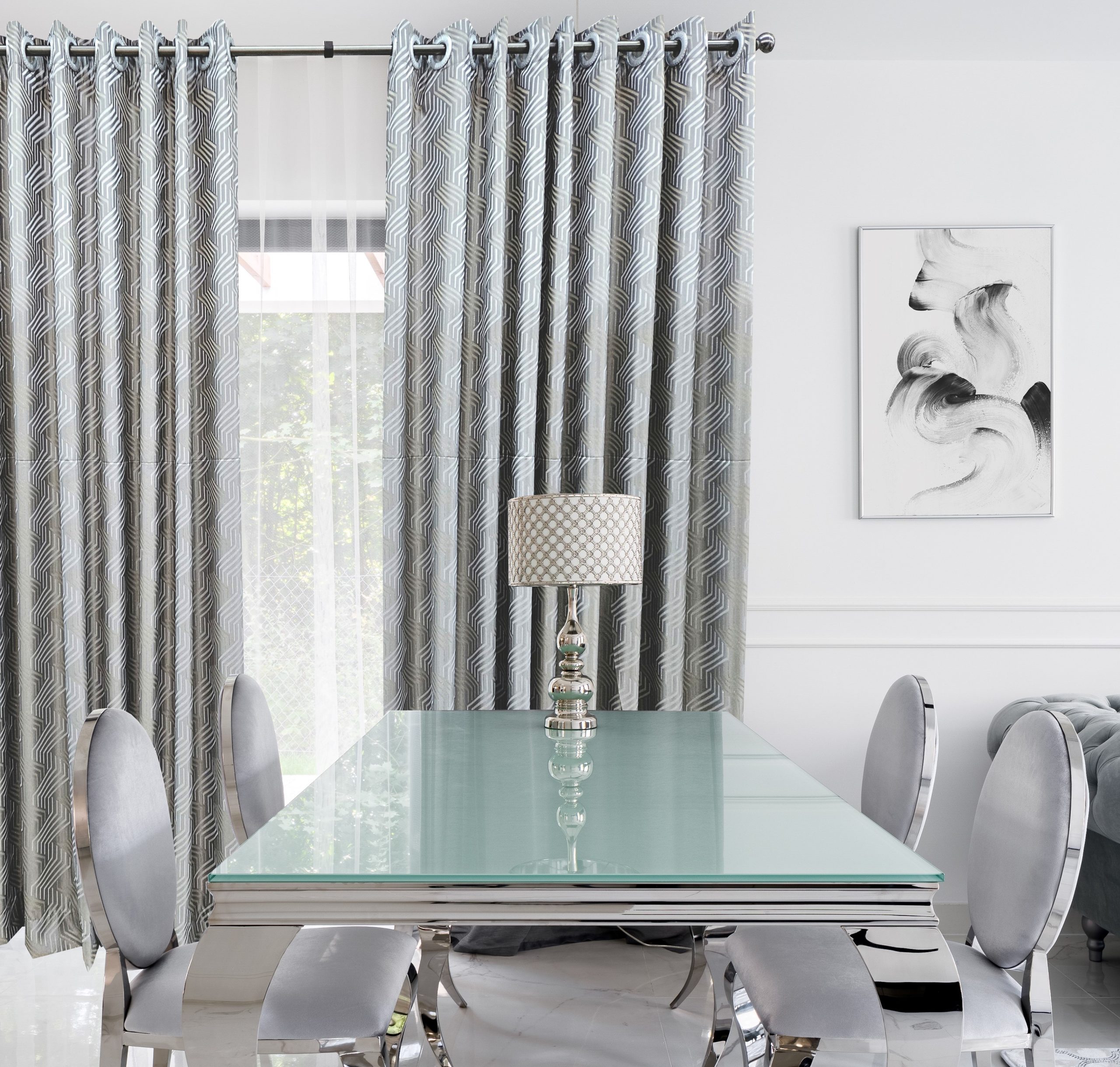 Elements Grey Eyelet Curtains Ready to Hang - Voil Centre