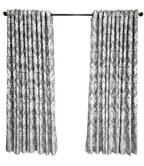 Medallion Grey Eyelet Curtains Ready to Hang - Voil Centre