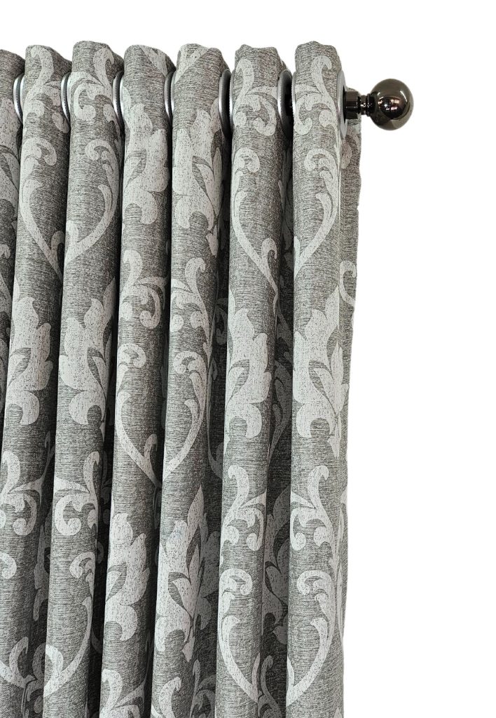 Medallion Grey Eyelet Curtains Ready to Hang - Voil Centre