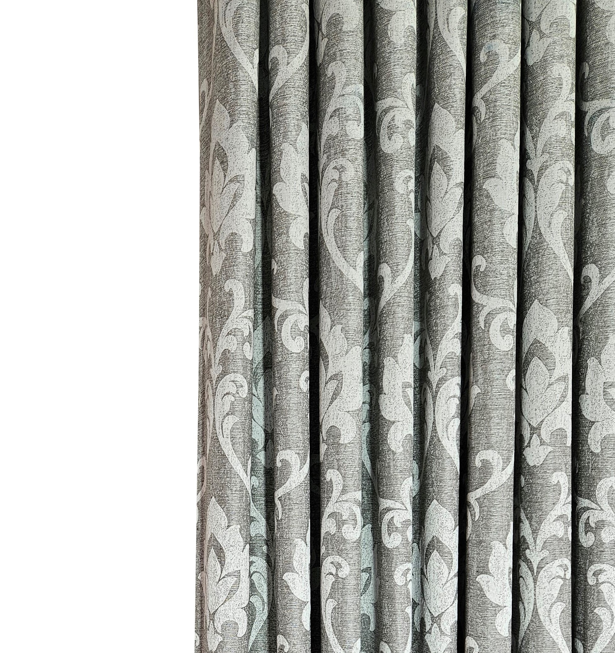 Medallion Grey Eyelet Curtains Ready to Hang - Voil Centre