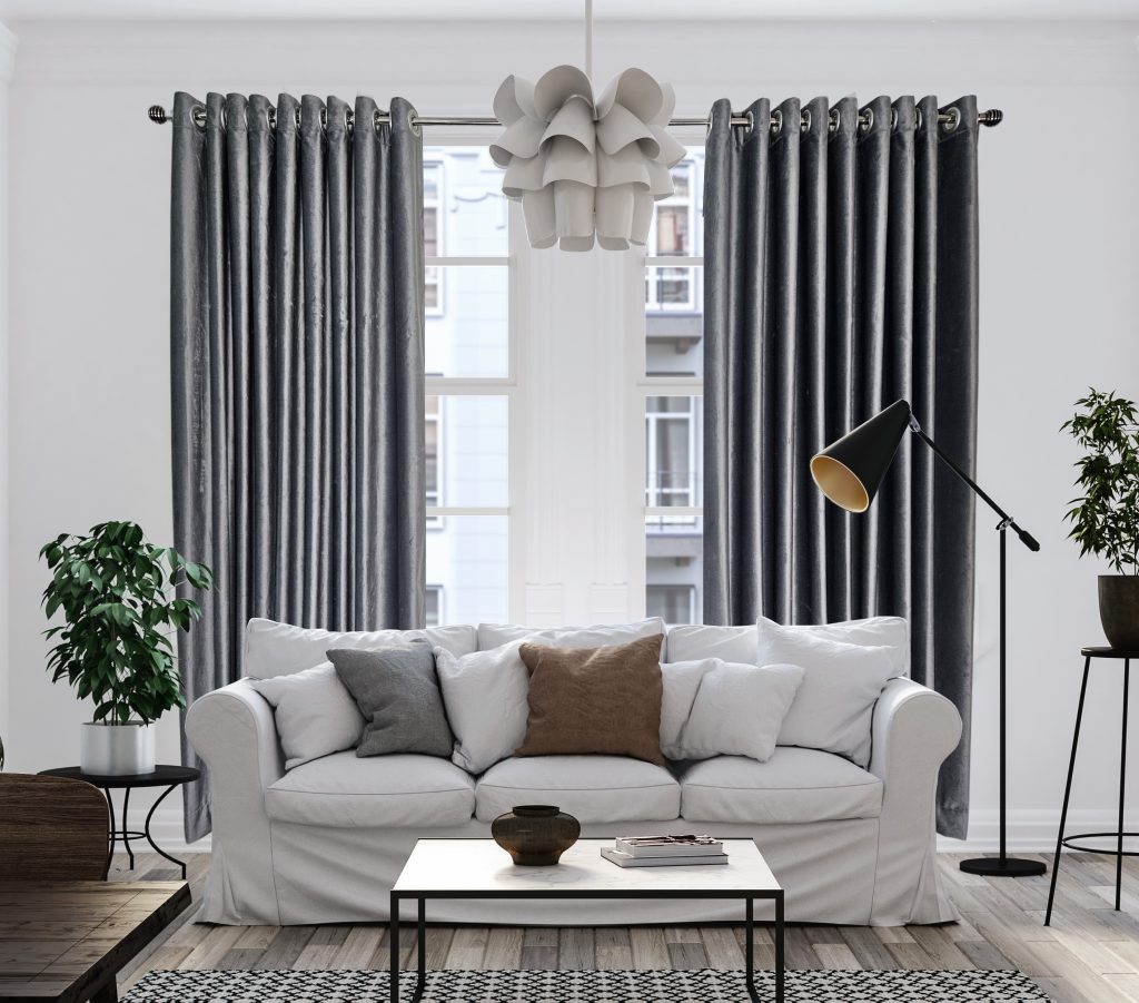 Velvet Grey BlackOut Curtains - 100% Block Out Curtain - Voil Centre